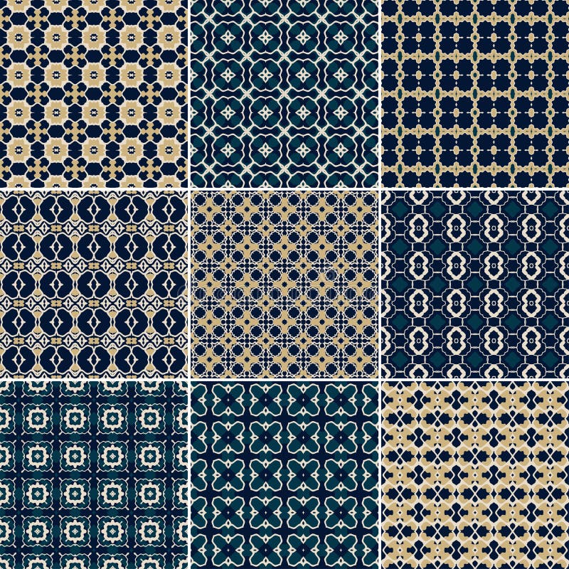 Set of 9 Seamless Geometric Patterns Stock Vector - Illustration of ...