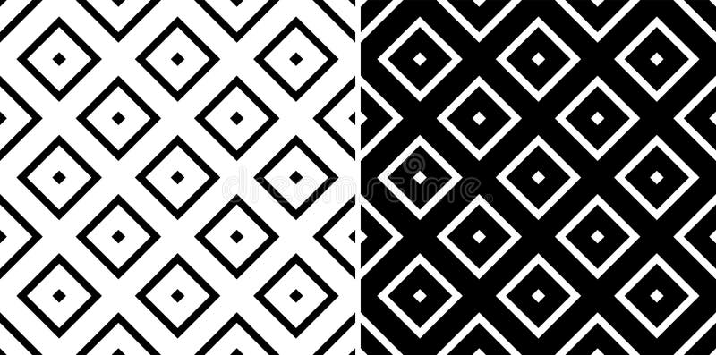 Set of Seamless Geometric Squares and Dots Black and White Patterns ...