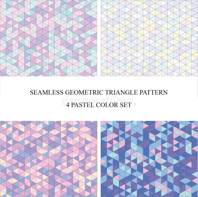 4 Seamless Geometric Triangle Pattern Set in Pastel Color Stock Vector ...