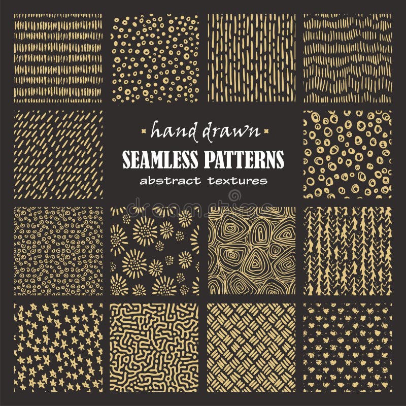 Set of Seamless Hand Drawn Marker and Ink Patterns Stock Vector ...