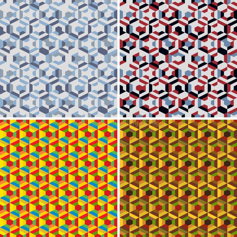 Set of Seamless Hexagonal Patterns. Stock Vector - Illustration of ...