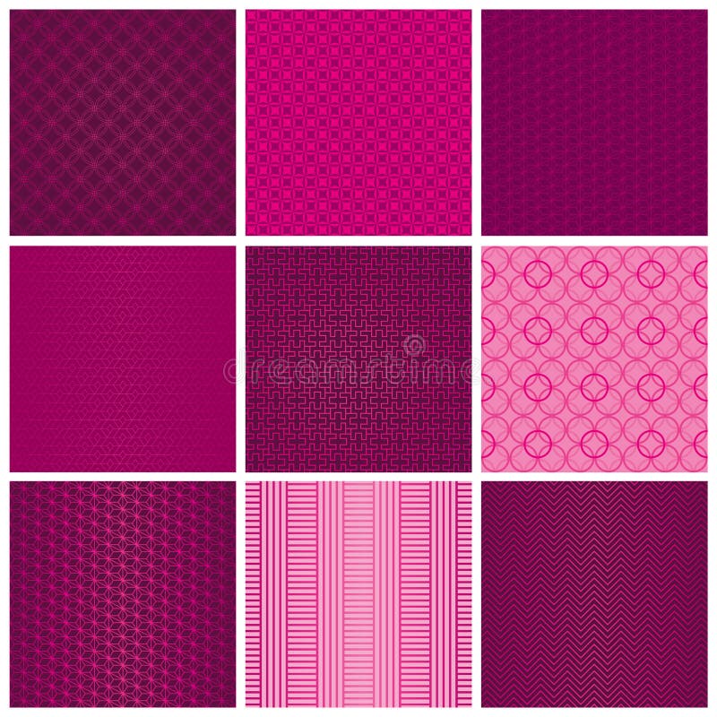 Set of Seamless Magenta Patterns Stock Photo - Image of geometric ...