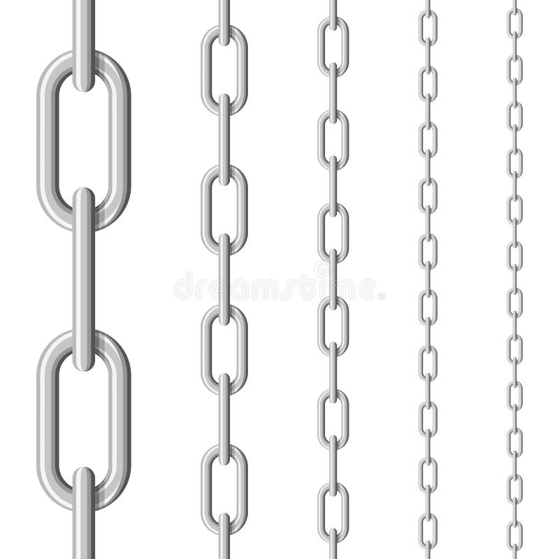 Set of Seamless Metal Chains Colored Silver Isolated on White ...