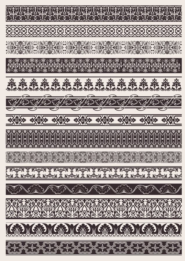 Set of Seamless Ornate Element Border. Stock Vector - Illustration of ...