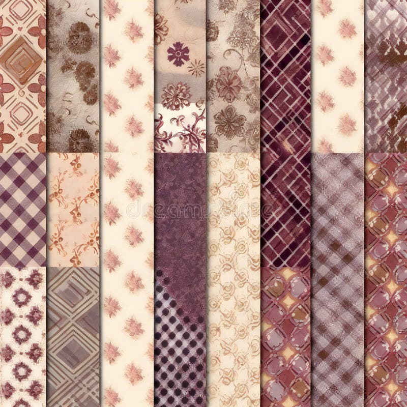 Set of Seamless Patchwork Patterns in Pastel Colors, Collage Stock Illustration - Illustration ...