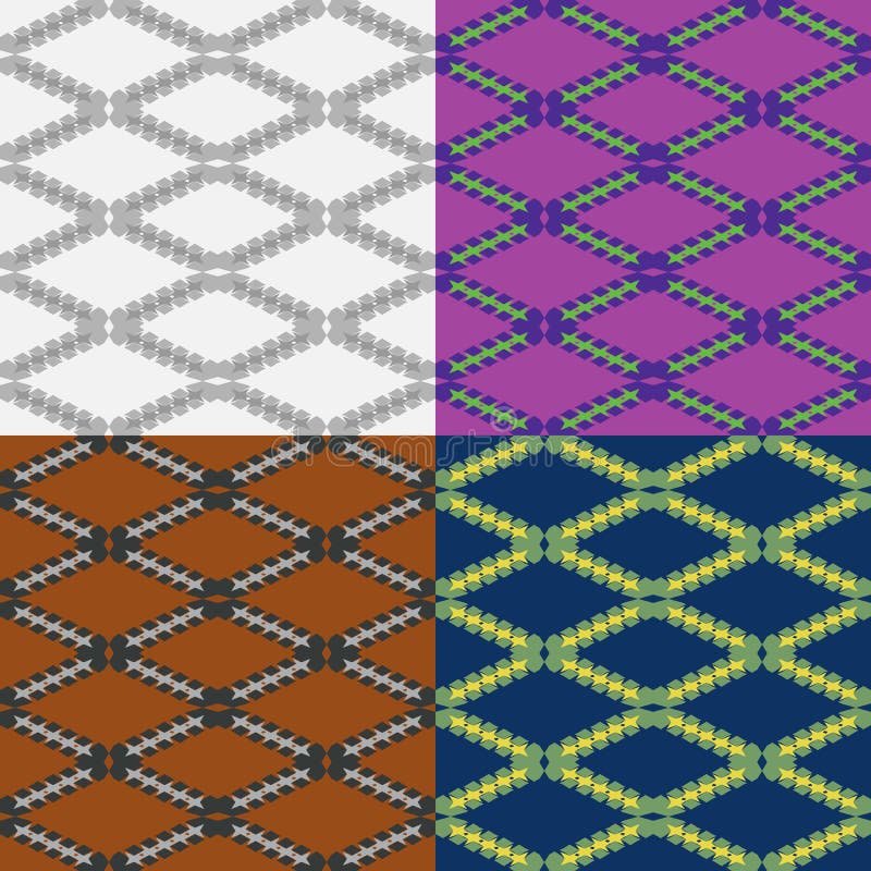 Set of Seamless Pattern of Abstract Grid Stock Illustration ...