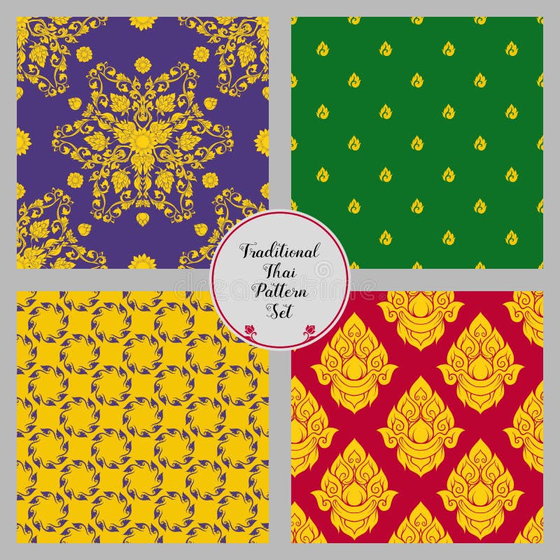 Set of Seamless Pattern with Color Decorative Elements of Traditional ...