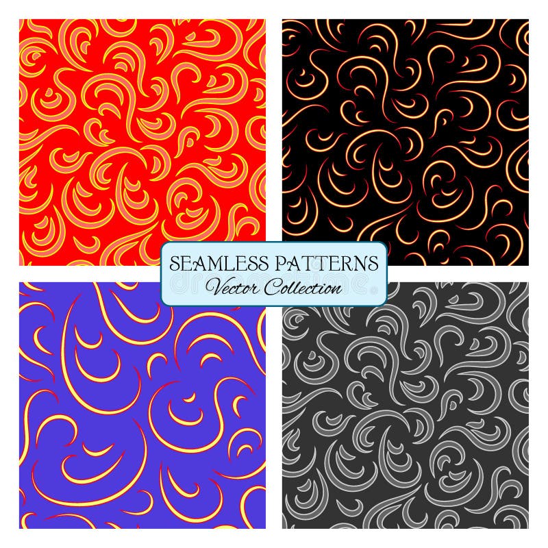 Set seamless pattern curl stock vector. Illustration of black - 64451289