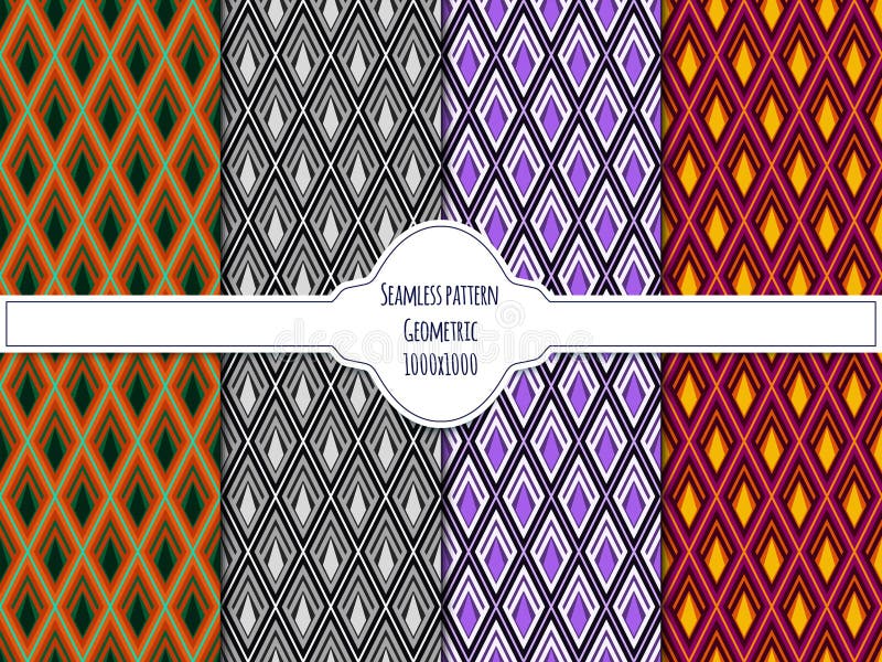 A Set of Seamless Pattern with Geometric Shapes, Ornament Different ...