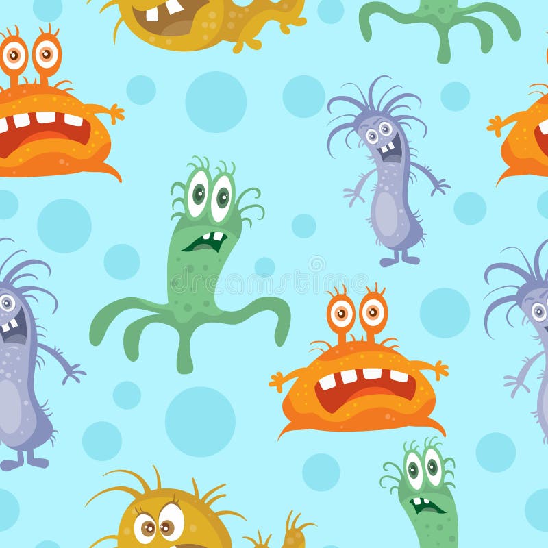 Set of Seamless Pattern with Good and Bad Bacteria Stock Vector ...