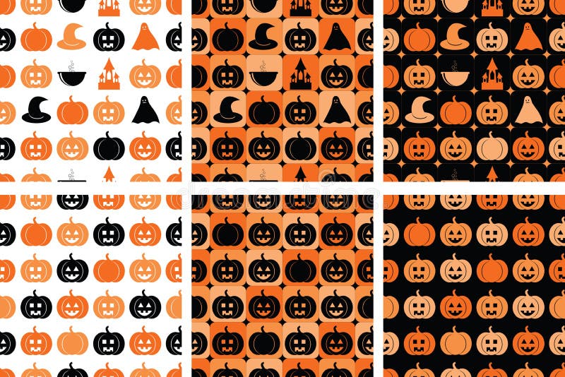 Set of Seamless Pattern for Halloween Stock Vector - Illustration of ...