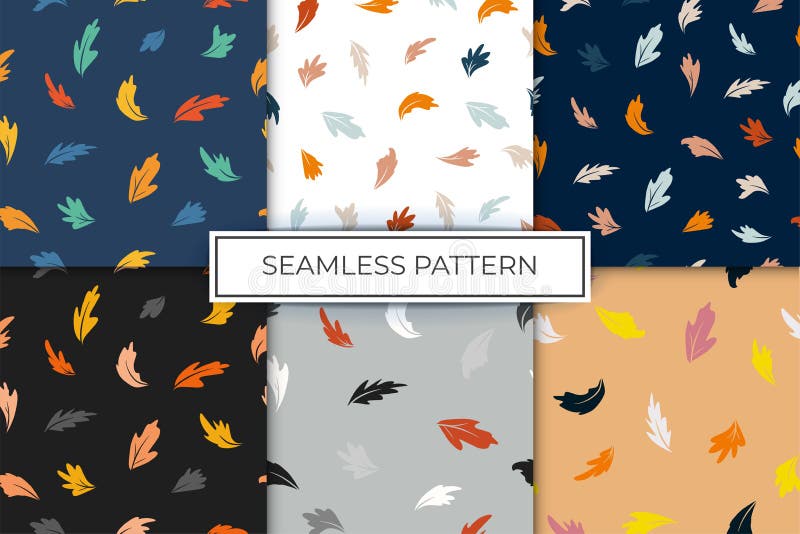 Set Seamless Pattern Leaves Autumn Print Background September October ...