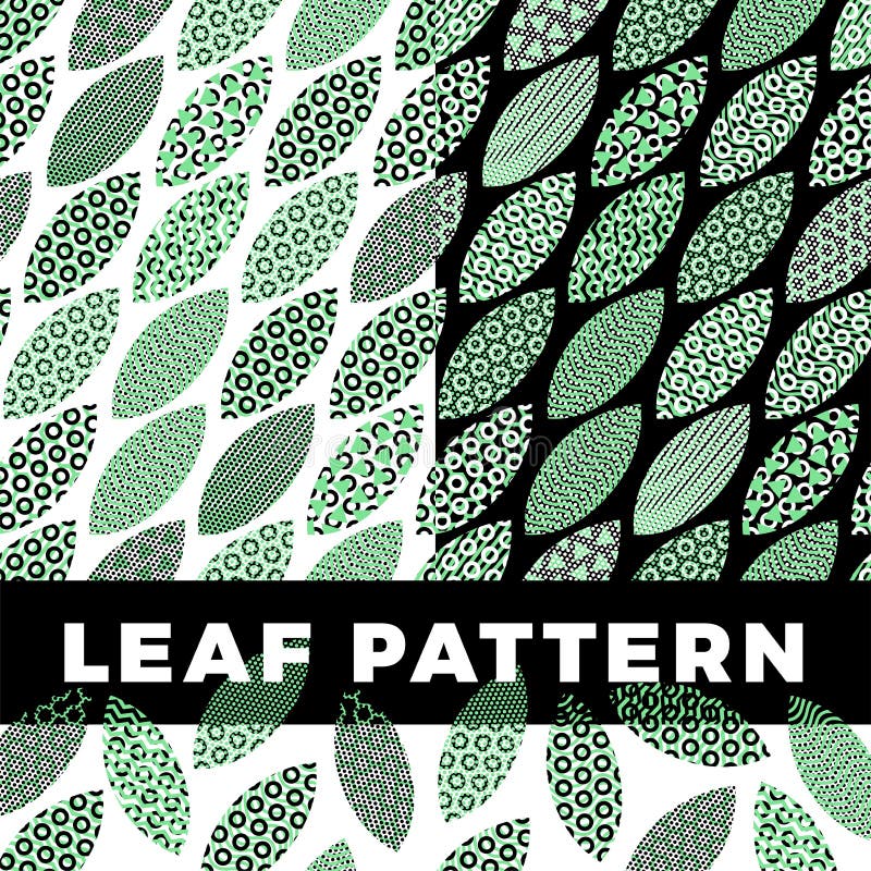 A Set of Seamless Pattern of Leaves that are Filled with Abstract ...