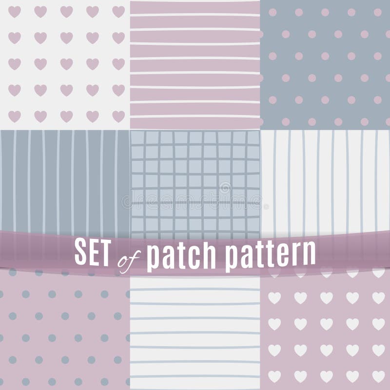 Set of Seamless Pattern with Patchs Stock Vector - Illustration of ...