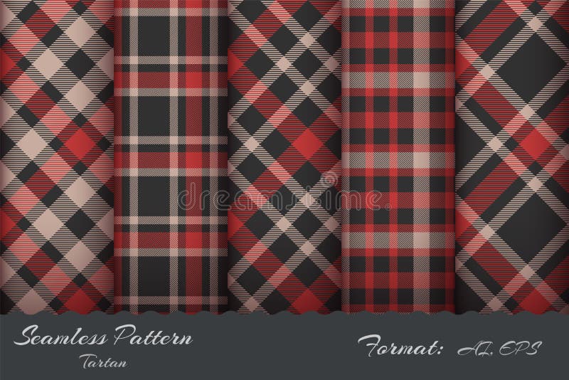 Set Seamless Pattern Retro Tartan Stock Vector - Illustration of style ...