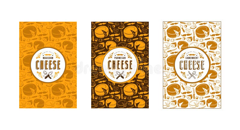 Set of Seamless Pattern and Template Labels for Cheese Stock Vector ...