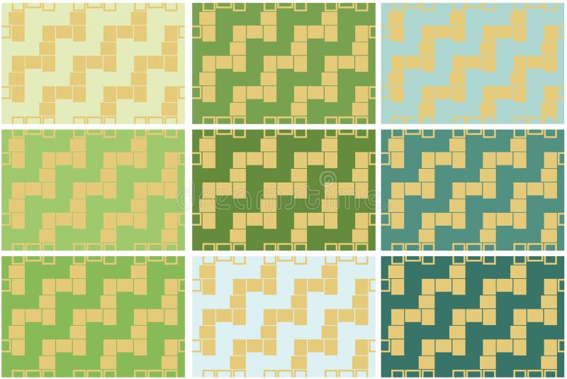 Set of 9 Seamless Pattern Textures of Golden Rectangular Geometric ...