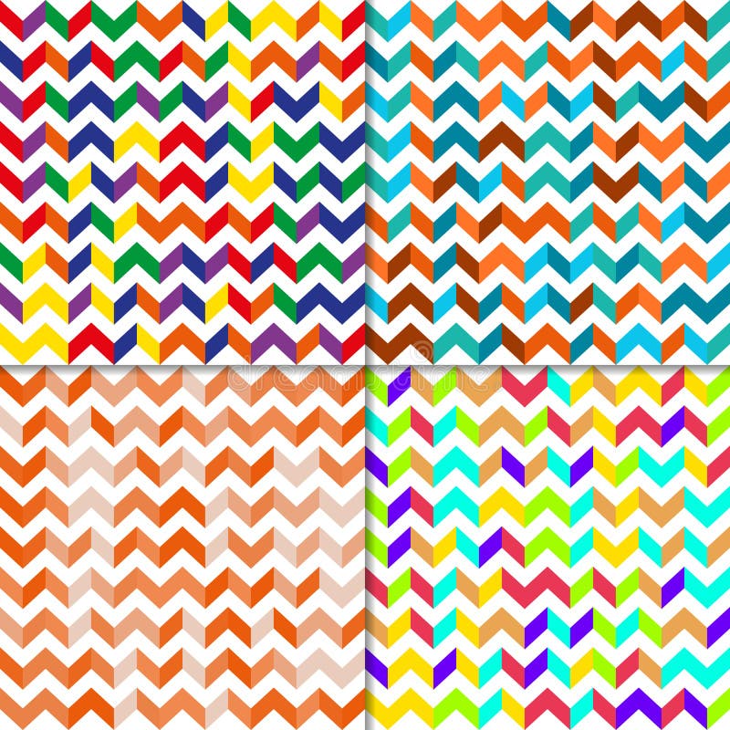Set of Seamless Pattern with Zig Zag Lines Stock Vector - Illustration ...