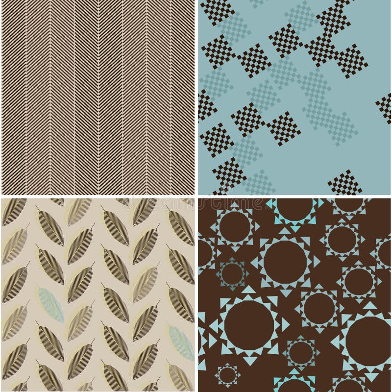 Set of Seamless Patterns with Abstract Figures Stock Vector ...