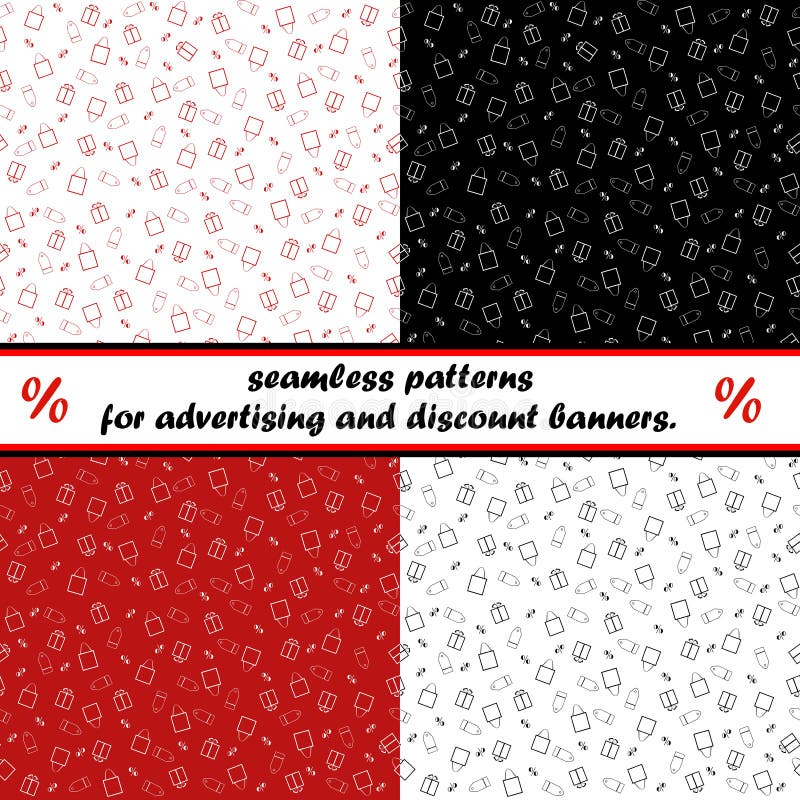 Set of Seamless Patterns for Advertising and Discount Banners. Stores ...