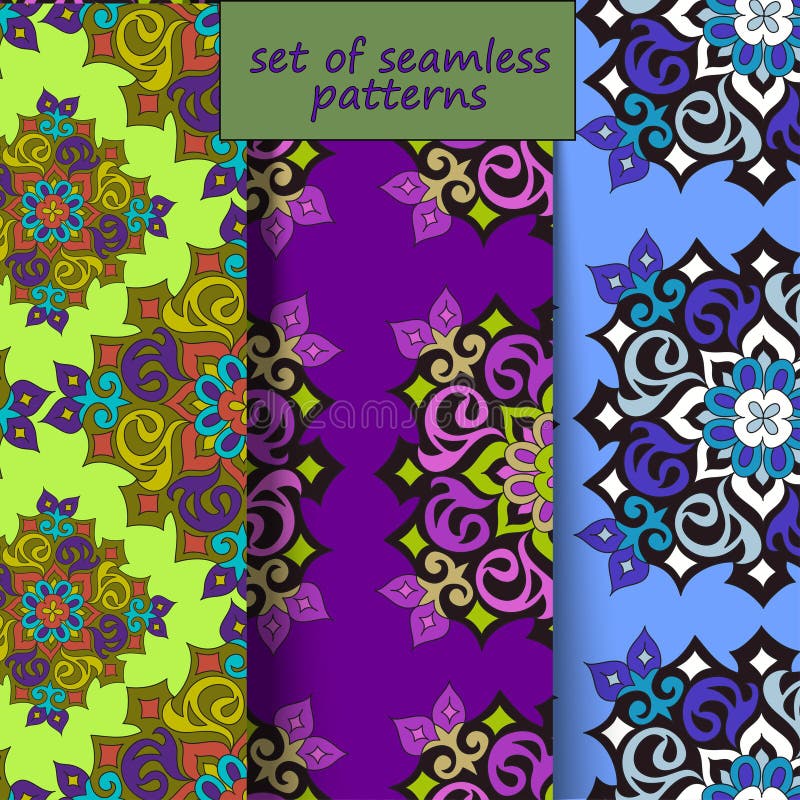A Set of Seamless Patterns with the Arab Islamic Motifs Stock Vector ...