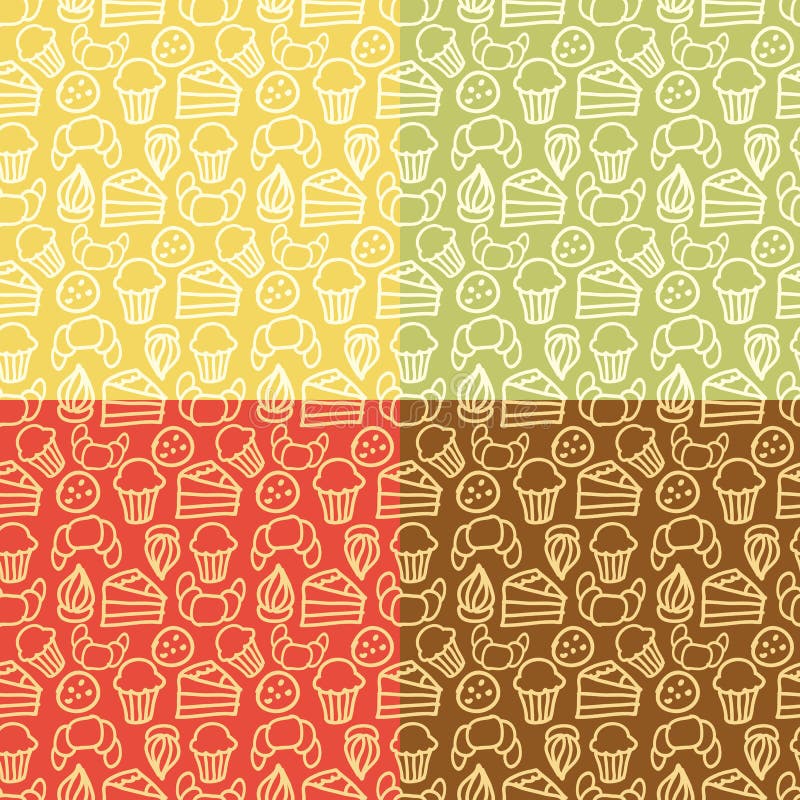 Set of Seamless Patterns with Baking Stock Vector - Illustration of ...