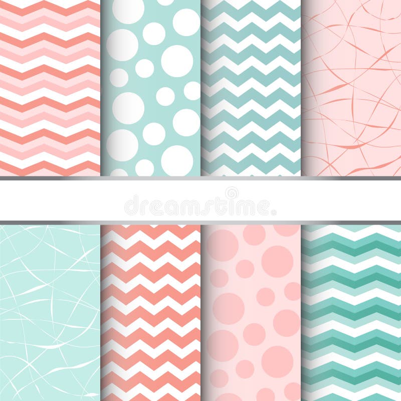 Seamless Chevron Patterns Aqua Blue, Dark Red and White Stock Vector ...