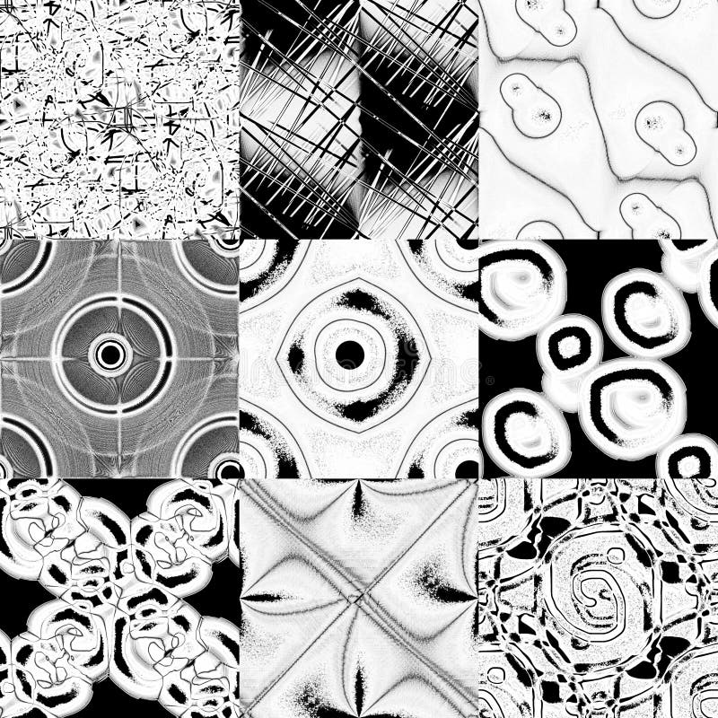 Set of Seamless Patterns 8. Bright, Black and White, High Contrast ...