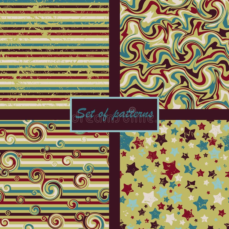 Set of Seamless Patterns. Bright Colors Stock Vector - Illustration of ...