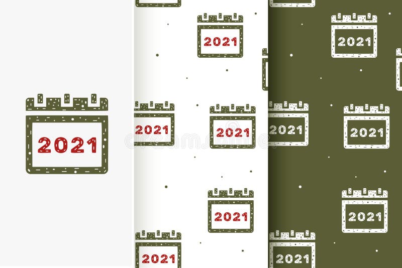 Set of Seamless Patterns Calendar 2021 in Flat Style. Collection of ...