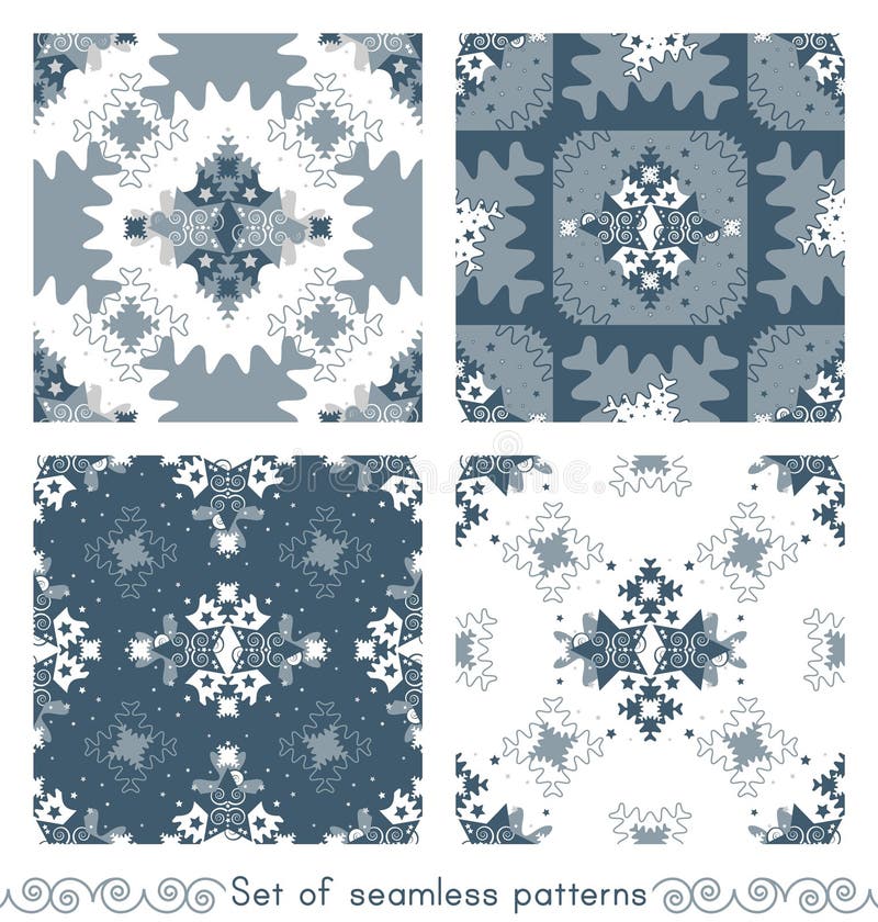 Set of Seamless Patterns Christmas Theme. Pattern of Stars and Puzzle ...