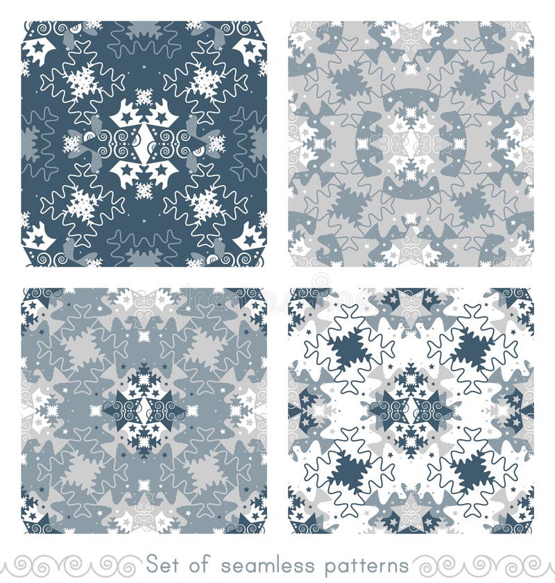 Set of Seamless Patterns Christmas Theme. Pattern of Stars and Puzzle ...