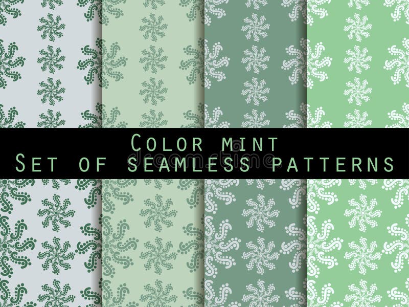 Set Seamless Patterns. Color Mint. the Pattern for Wallpaper, Bed Linen ...