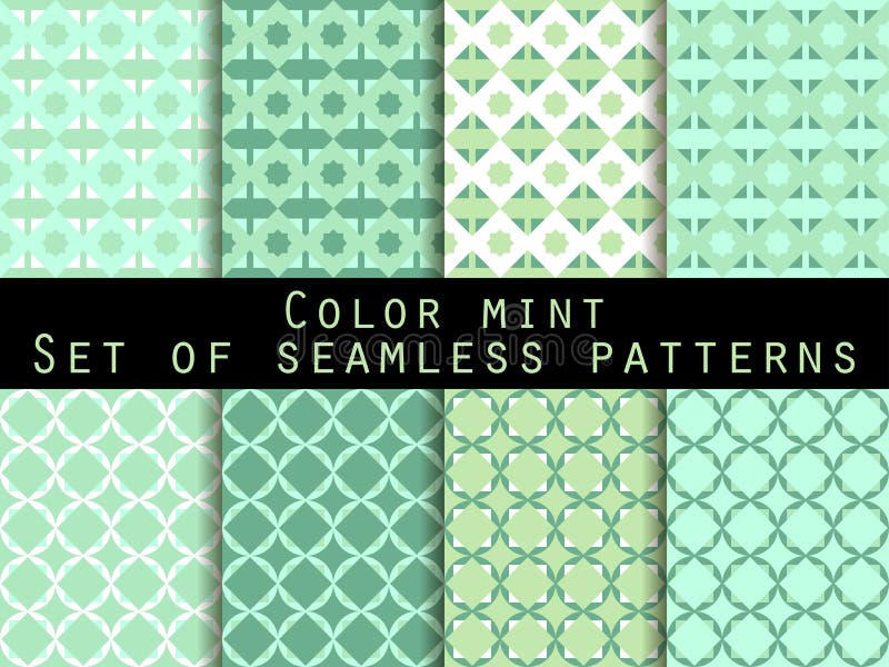 Set Seamless Patterns. Color Mint. the Pattern for Wallpaper, Bed Linen ...