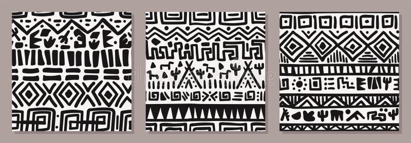 Set of Seamless Patterns Depicting Various Abstract Hand-drawn ...