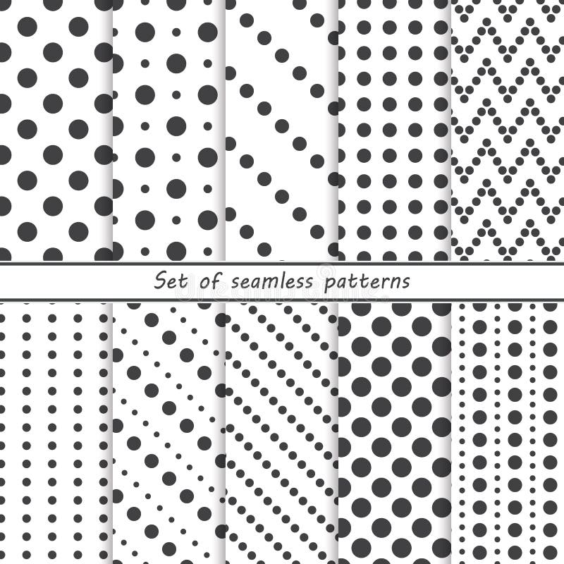 Set Of Vector Dots Seamless Patterns Stock Vector - Illustration of ...