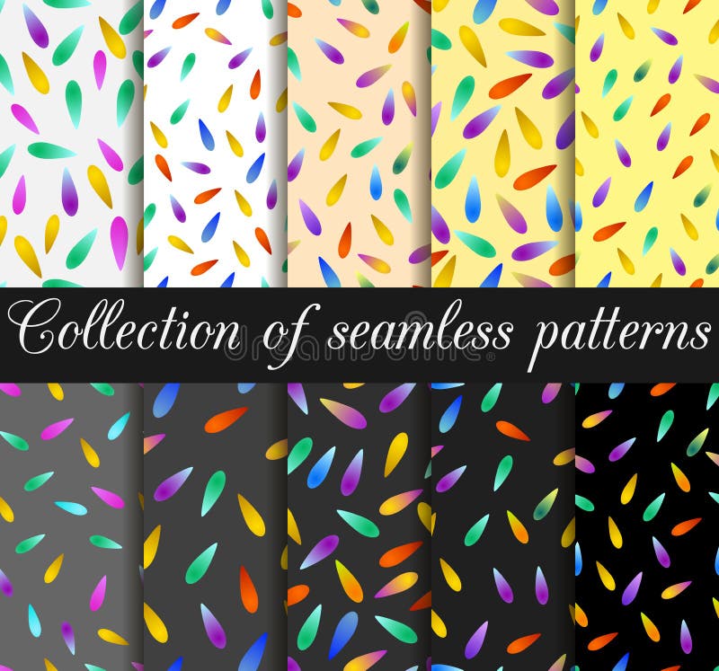 Set of Seamless Patterns with Drops Gradient. Fashionable Print for T ...