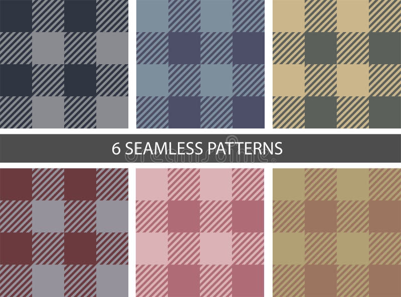 6 Set of Seamless Patterns Fabric Stock Vector - Illustration of tartan ...