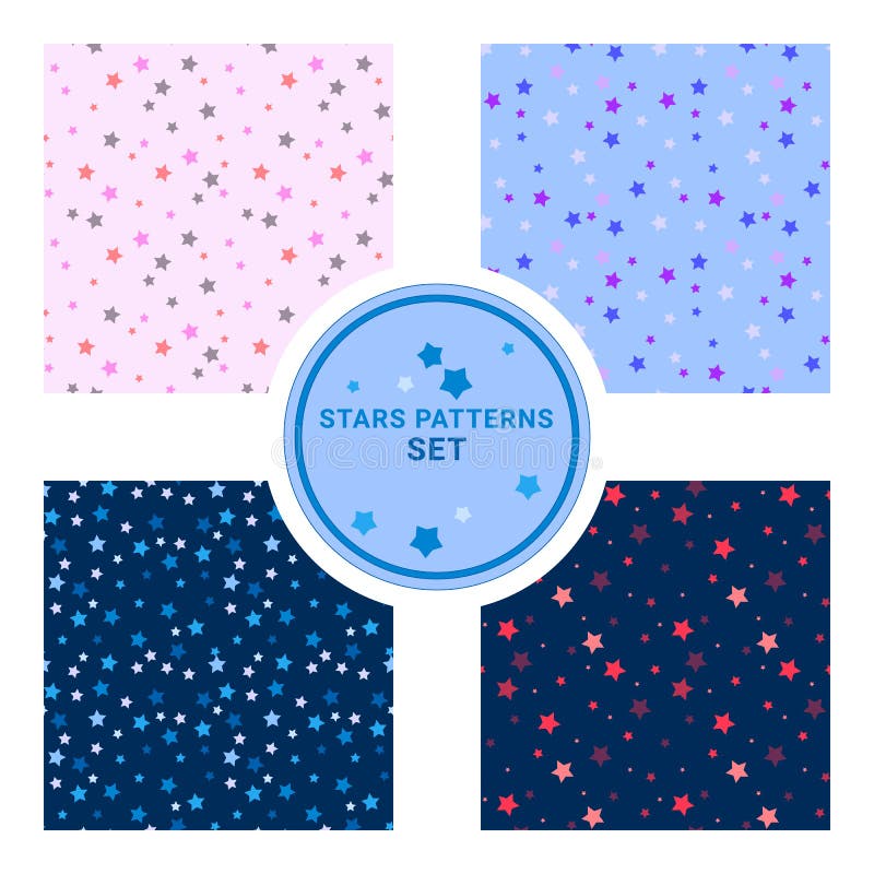 Set of Seamless Patterns with Filled and Empty Stars. Vector ...