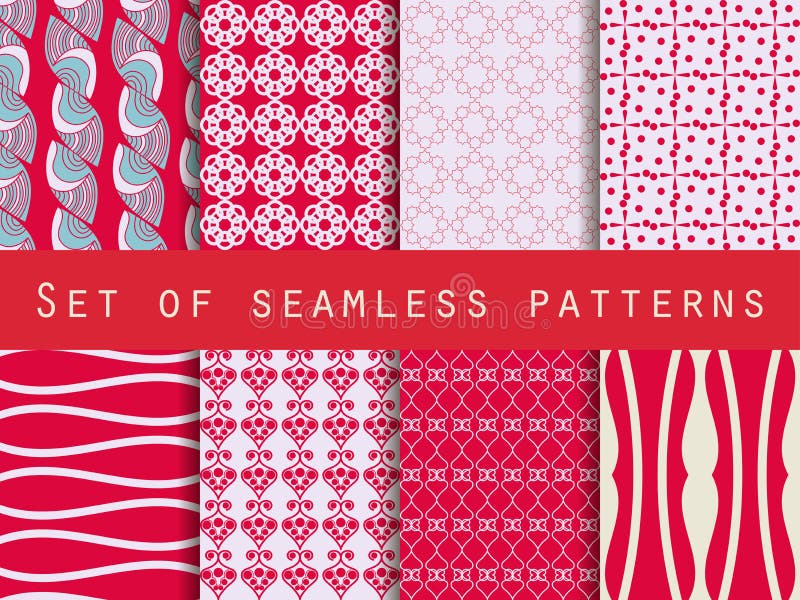 Set of Seamless Patterns. Geometric Seamless Pattern. Red Colors Stock ...