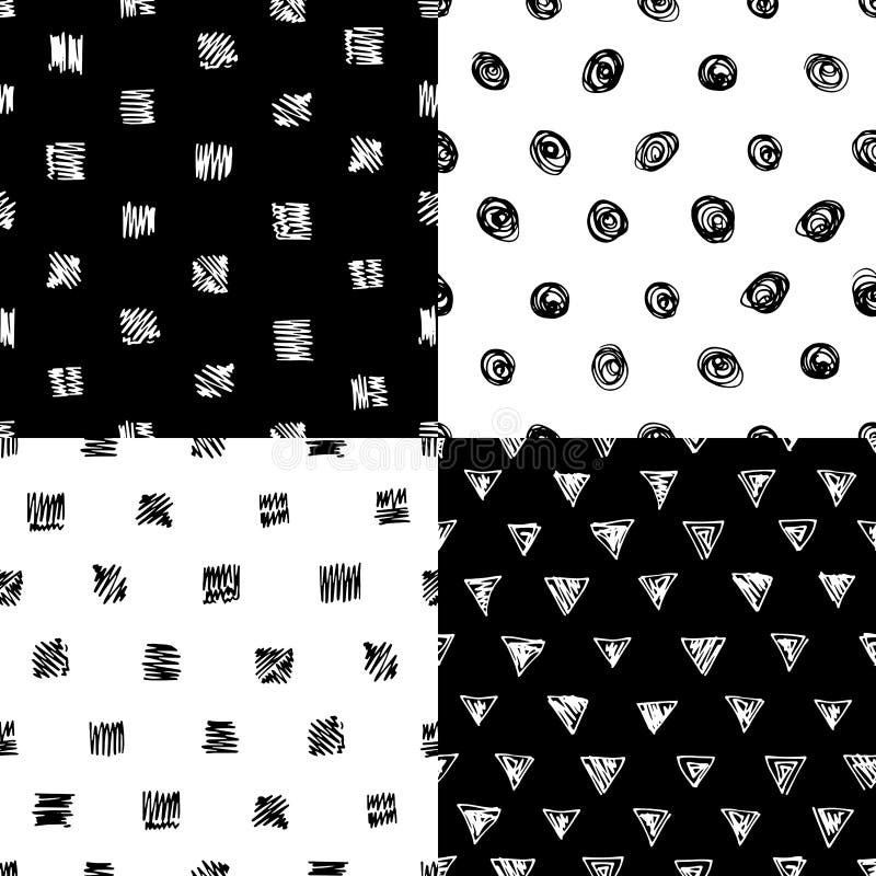 Set of Seamless Patterns with Hand Drawn Elements. Stock Vector ...