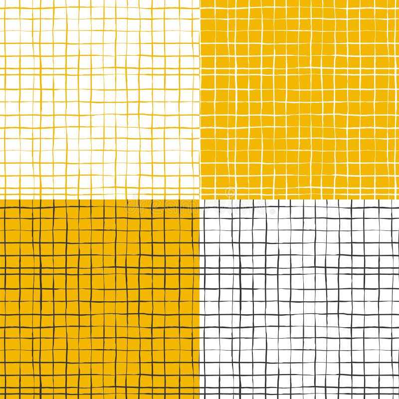 Set of Seamless Patterns. Hand Drawn Vector Ink Style. Checkered ...