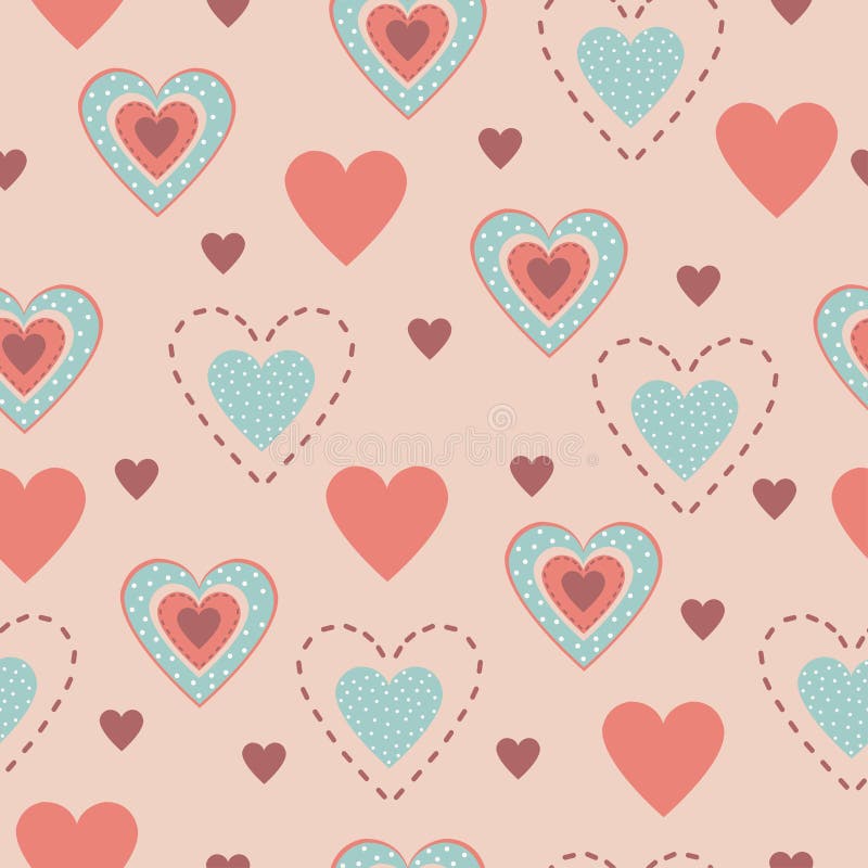Set of Seamless Patterns Hearts Stock Vector - Illustration of hearts ...