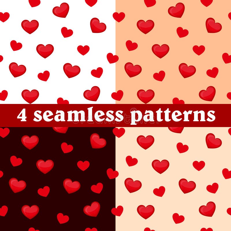Set of Seamless Patterns Hearts. Vector Illustration Stock Vector ...