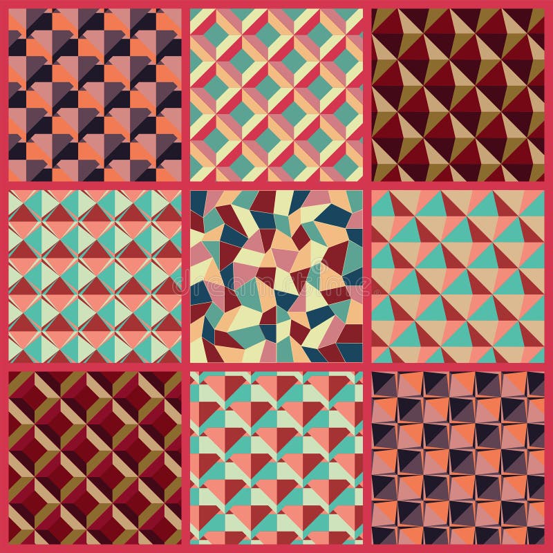 Set of Seamless Patterns in Hipster Style Stock Vector - Illustration ...