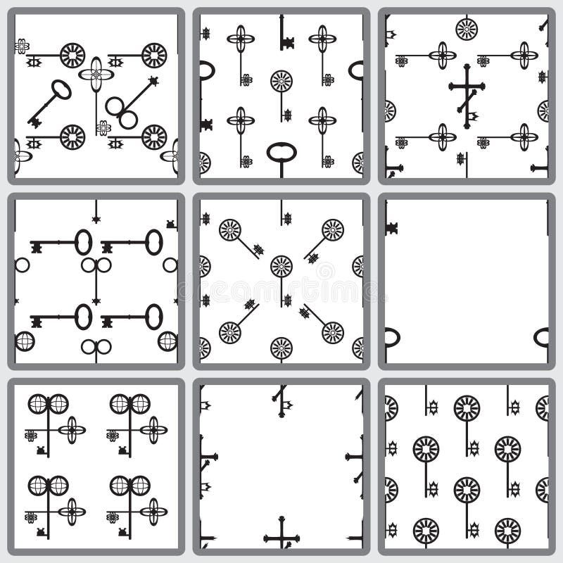 Set of Seamless Patterns with the Images of Old Keys. Stock ...