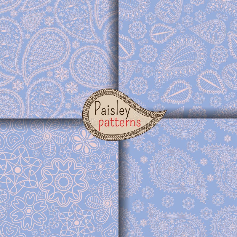 Set of Seamless Patterns in Indian Style Stock Vector - Illustration of ...