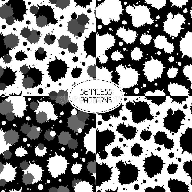 Set of Seamless Patterns of Ink Blots. Beautiful Stock Vector ...