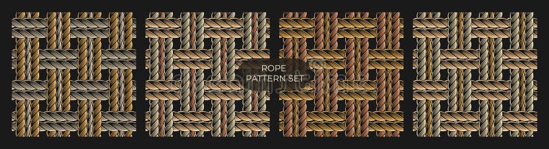 Set of Seamless Patterns with Interwoven Ropes. Stock Image - Image of ...