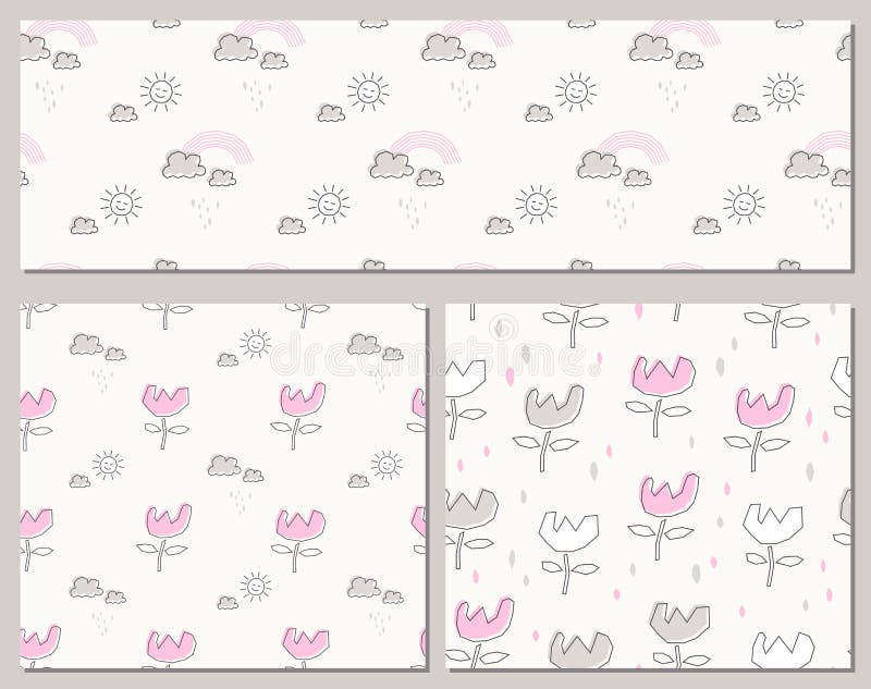 Set of Seamless Patterns for Kids Design Stock Vector - Illustration of ...